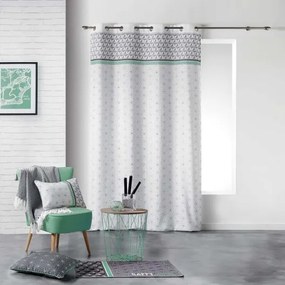 Skandinávské závěsy šedé barvy s mentolovým proužkem 140 x 280 cm