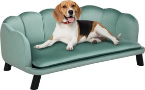 PawHut Pohovka pro Psy, Pratelný Potah, Psí Sofa s Opěrkou a Dřevěnými Nohami, Pohovka pro Kočky, pro místo středně velkých psů do 25 kg, Zelená | Aos