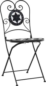 Mozaikový bistro set černý a bílý železo a keramika 3216354