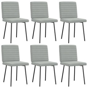 Jídelní židle 6 ks světle šedé samet