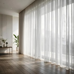Voálová záclona s efektem lnu přírodní bílá Elegance s olůvkem metráž Ervi DP 345