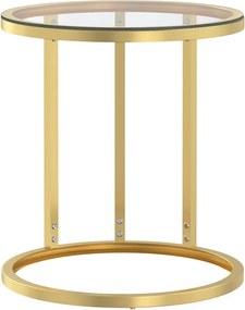 Odkládací stolek zlatý a průhledný 45 cm tvrzené sklo 331661