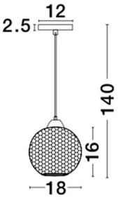 Nova Luce Závěsné svítidlo VIENTI, 18cm, E27 1x12W Barva: Modré sklo