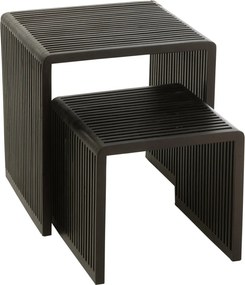 Sada 2 konferenčních stolků Cubic z teaku černá – 50*45*50 / 40*40*35 cm