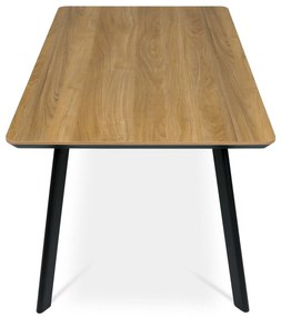 Jídelní stůl, 160x90x76 cm, MDF deska, dýha ostín dub, kovové nohy, černý lak - HT-532 OAK