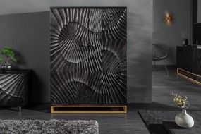 Invicta Interior Designová 3D masivní barová skříň černá: Warrane