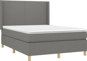 Box spring postel s matrací a LED tmavě šedá 140x190 cm textil 3138710