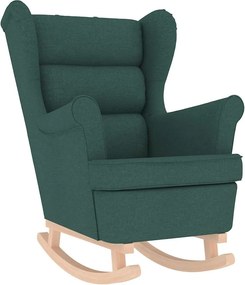Houpací křeslo s podnožkou tmavě zelené textil 3308002