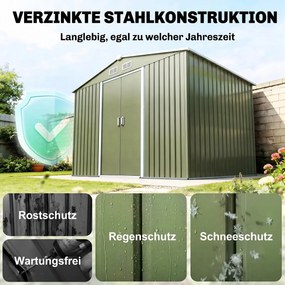 Outsunny kůlna na nářadí kovová kůlna s podezdívkou světle zelená 277 x 195 x 192 cm | Aosom