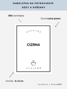 CIZRNA – bílá samolepka na dózu, tučné písmo, 6 × 8 cm | DomaLEP
