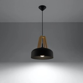 Sollux Lighting Závěsné svítidlo CASCO černé/přírodní dřevo