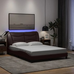Rám postele s LED bez matrace Hvar Tmavě hnědá 140x190 cm Látka 3213700