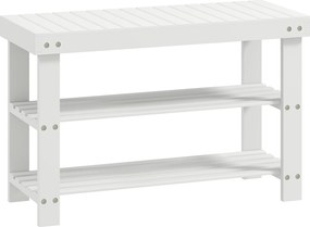 HOMCOM Bambusová botníková lavička se sedadlem, 3-patrový organizér na boty pro 6 párů do předsíně, obývacího pokoje nebo ložnice 70x28x45 cm Bílá