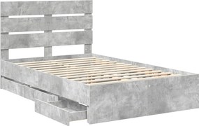Rám postele s čelo Betonově šedá 135 x 190 cm Inženýrské dřevo 3411840