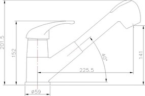 Aqualine Kasiopea 1107-70 dřezová baterie s výsuvnou sprškou