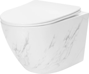 Rea Carlos Nature Marble, závěsná WC mísa Rimless 495x370x355 mm, imitace kamene, REA-C6606