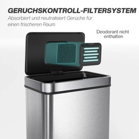 senzorový koš 60 l, automatické víko, nerezová ocel, univerzální, stříbrná barva