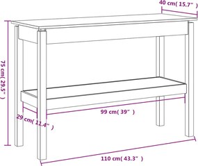 vidaXL Konzolový stolek 110 x 40 x 75 cm masivní borové dřevo [814303] Barva: Šedá