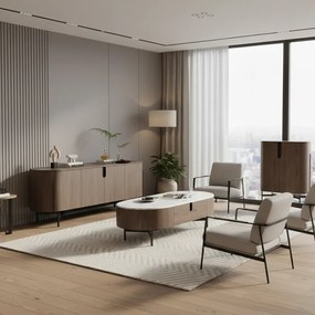 Komoda Silario 95 cm ořech/mramor