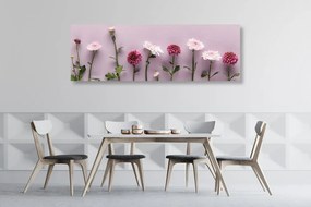 Obraz kompozice růžových chryzantém Varianta: 120x40