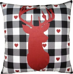 Bílo-červený povlak na polštář s jelenem White&Red Deer - 45*45 cm