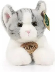 RAPPA Plyšová kočka ležící šedá 20 cm / ECO-FRIENDLY / od 0 let