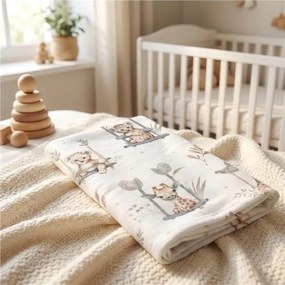 Flanelová plena s potiskem New Baby ZOO beige