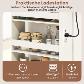 Costway 20 cm široký vozík do výklenku na kolečkách 4 patra úzký kuchyňský vozík