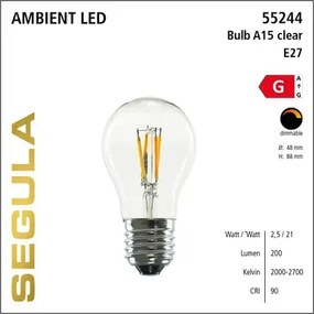 SEGULA LED žárovka Ambient čirá 2,5W / E27 / 200lm / 2000-2700K / stmí