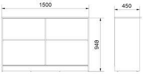 Komoda MINI | 150 cm | wotan | posuvná dvířka