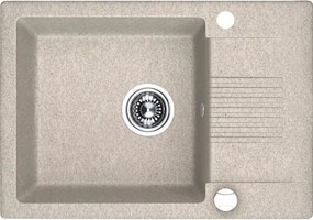 Laveo Celia, 1-komorový granitový dřez 650x440x185 mm s krátkým odkapávačem, béžová, LAV-SBC_413T