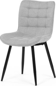 Jídelní židle RENE - stříbrná látka / černé kovové nohy