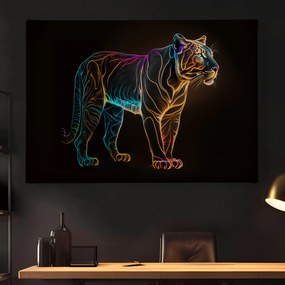 Obraz na plátně - Barevná puma (černý panter, celé tělo) FeelHappy.cz Velikost obrazu: 180 x 120 cm