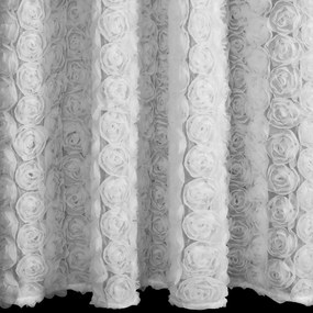 ZÁCLONA NA KROUŽCÍCH EVA MINGE ROSES1 140X250 CM BÍLÁ