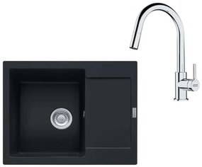 Franke - Kuchyňský set G256MČ, fragranitový dřez MRG 611-62 a baterie FS 3229.031, matná černá/chrom 114.0700.711