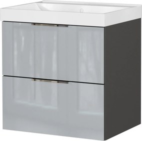 Šedá lesklá závěsná skříňka pod umyvadlo 61x65 cm Celano – Germania