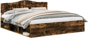 Rám postele Kouřový dub 180 x 200 cm Masivní borové dřevo 3412866