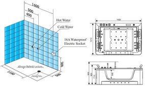 BPS-koupelny Hydromasážní vana HYD-ZE934 192x131bílá/černá s ohřevem vody