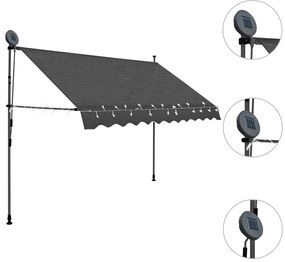 vidaXL Marketos Ručně zatahovací markýza s LED světlem 250 cm antracitová
