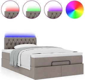 Osmanská postel s matrací &amp; LED taupe 120x190cm látka 3312378