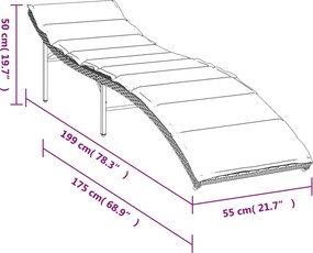 vidaXL Zahradní lehátko s poduškou 55 x 199 x 50 cm polyratan [368248] Barva: světle šedá