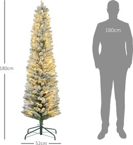 HOMCOM Vánoční strom 180 cm, LED světelný řetěz, umělé větve, nehořlavý, kovová základna, zelený