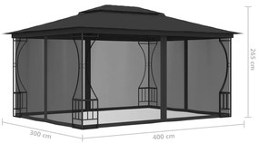 vidaXL Marketos Altán se síťovinou 300 x 400 x 265 cm antracitový