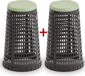Plastový odpadkový koš na 120 l pytle 1+1 ZDARMA černý, zelené víko