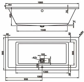 Vagnerplast Cavallo 190 x 90 cm VPBA190CAV2X-04 vana vč. noh new