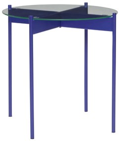 Modrý skleněný odkládací stolek Hübsch Beam 45 cm