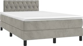 Box spring postel s matrací a LED světle šedá 120x190 cm samet 3270171