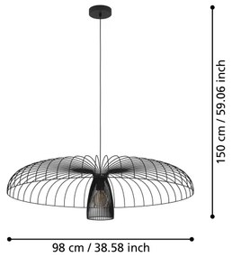 Eglo 390217 - Lustr na lanku CHAMPERICO 1xE27/60W/230V 98,5 cm černá