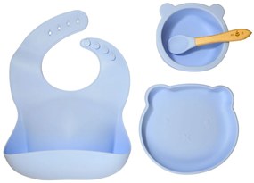 Moonbaby Dětská silikonová sada nádobí TEDDY baby blue 4 ks