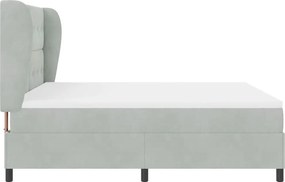 Postel s boxspringem s čelo Světle šedá 200 x 180 cm samet 3340940